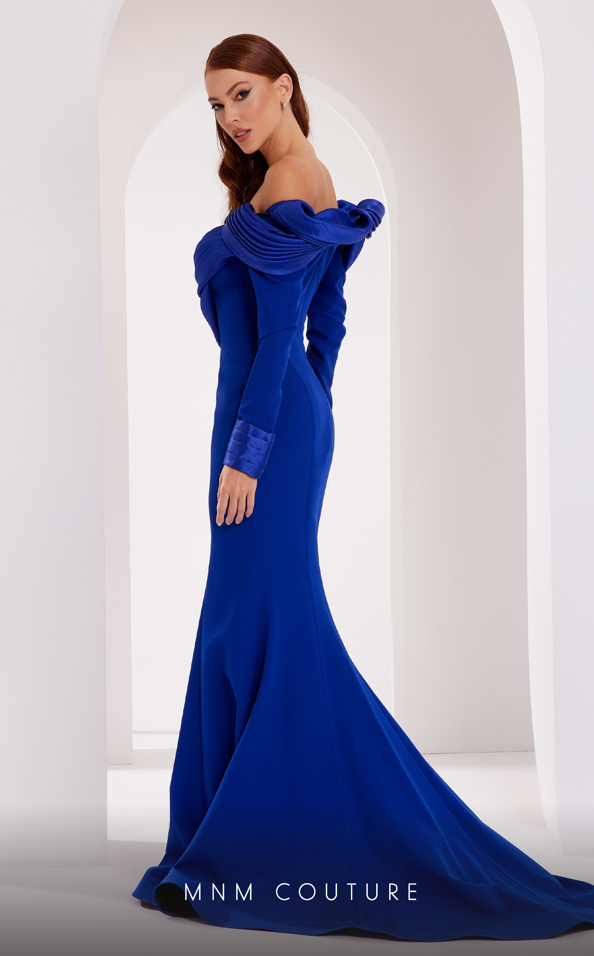 MNM - MNM Couture 2791 - V-neck Crepe Mermaid Gown