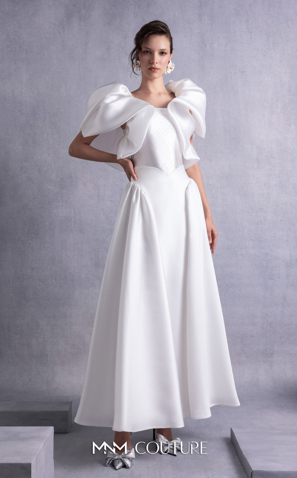 MNM - MNM Couture GOS2510 - Off-White Skirt & Crystal Body